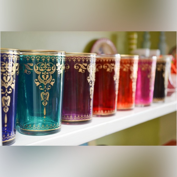 PSB | Dining | Boho Moroccon Morjana Gold Mix Tea Glass Set Of 6 Nwt ...